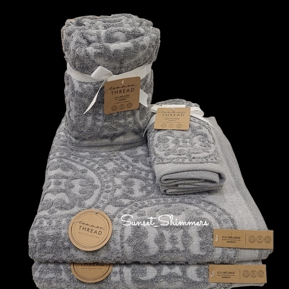 Common Thread | Bath | 6pc Common Thread Bath Hand Tip Towel Set Damask ...